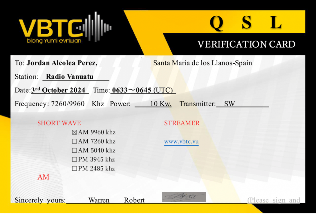 e-QSL RADIO VANUATU – RuquiDX – Pasión por la Radio